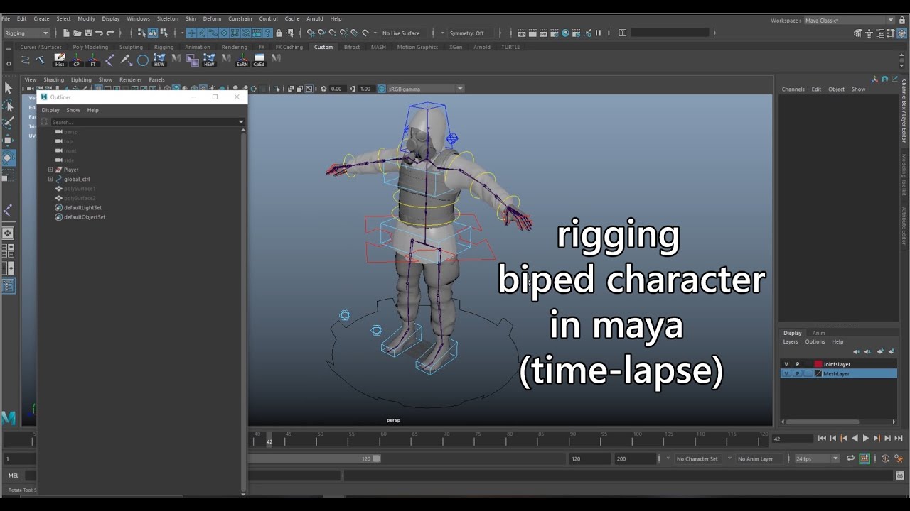 rigging biped character in maya (time-lapse) - YouTube
