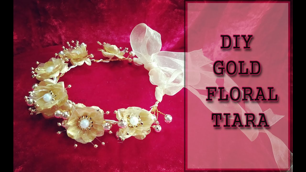 DIY GOLD FLORAL TIARA // GOLD FLOWER CROWN - YouTube