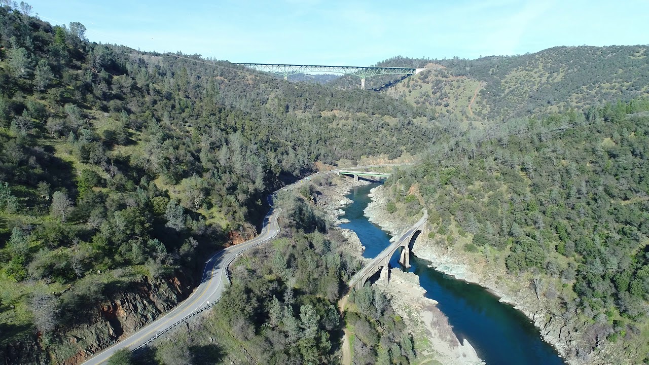 Aerial View - No Hands Bridge and Foresthill Bridge - YouTube