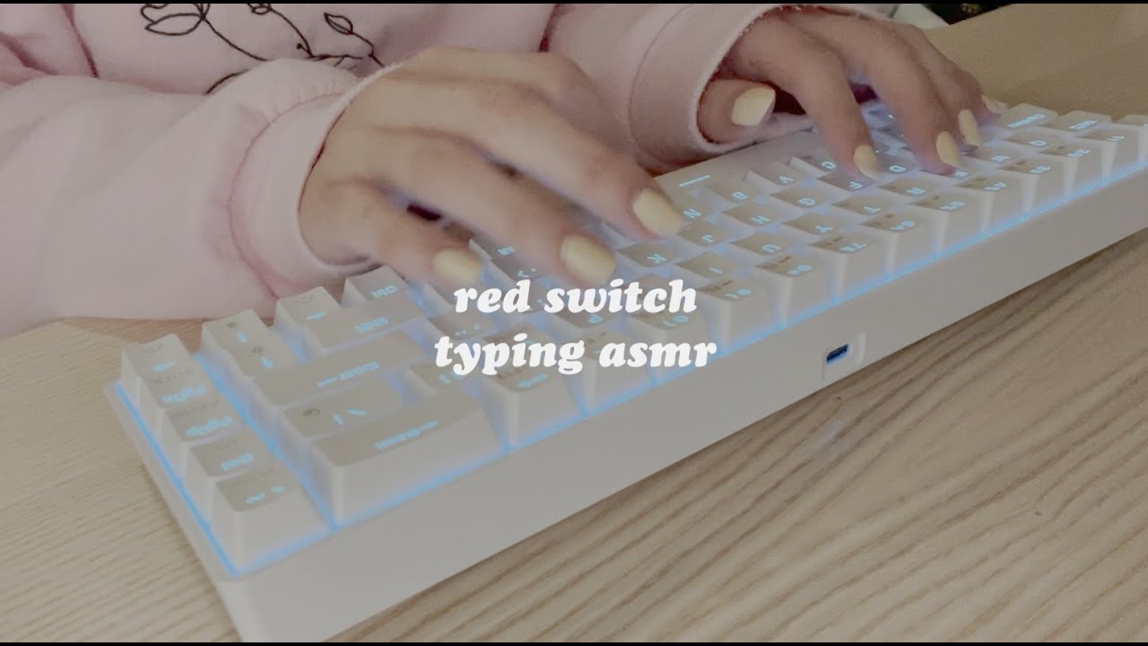 1 hr asmr keyboard typing in the rain // new red switch mechanical ...