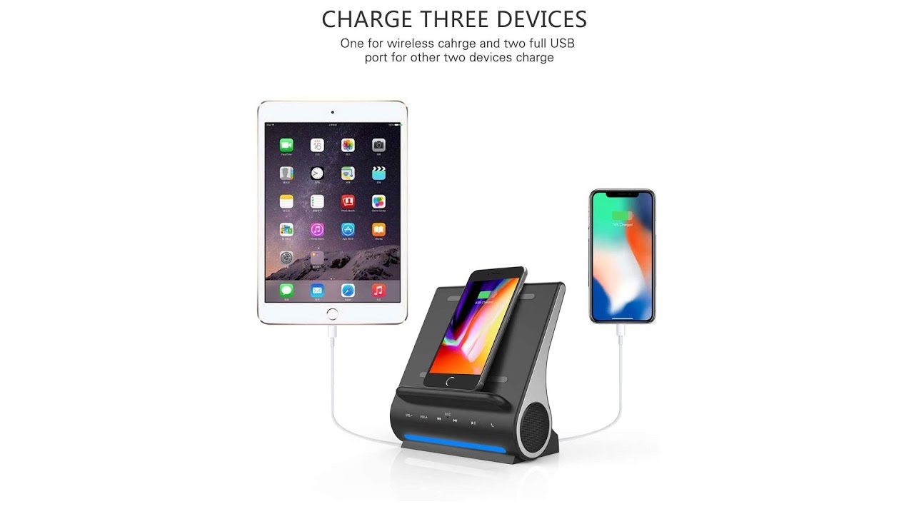 Azpen Dockall D100 Qi Wireless Charger, Bluetooth Premium Speakers ...
