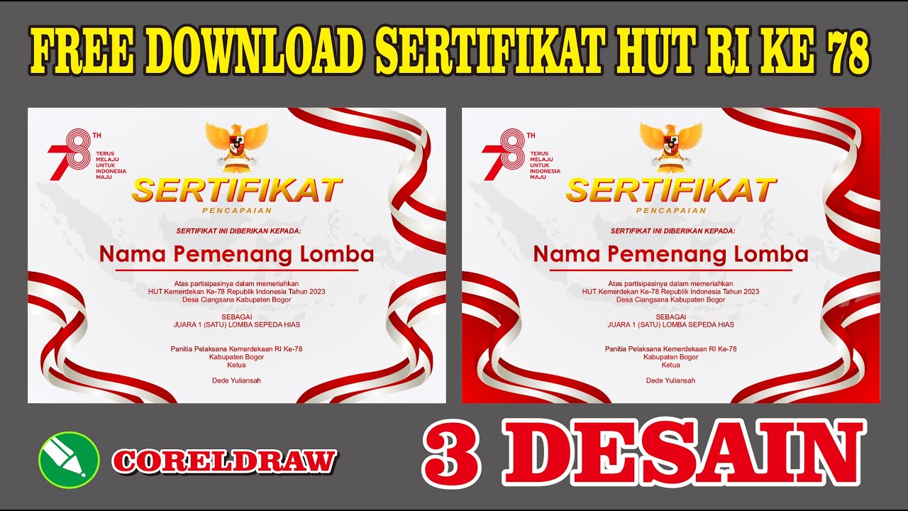 Free Download Desain Sertifikat Hut Ri 17 Agustus Yang Ke 78 Youtube