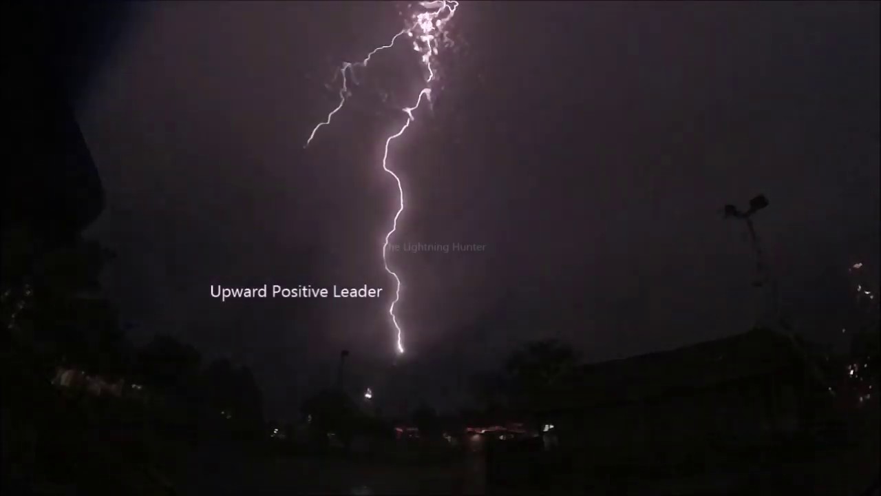 Slow Motion Upward Lightning -- 5-28-19 -- Flashes from Ancient AM Mast ...