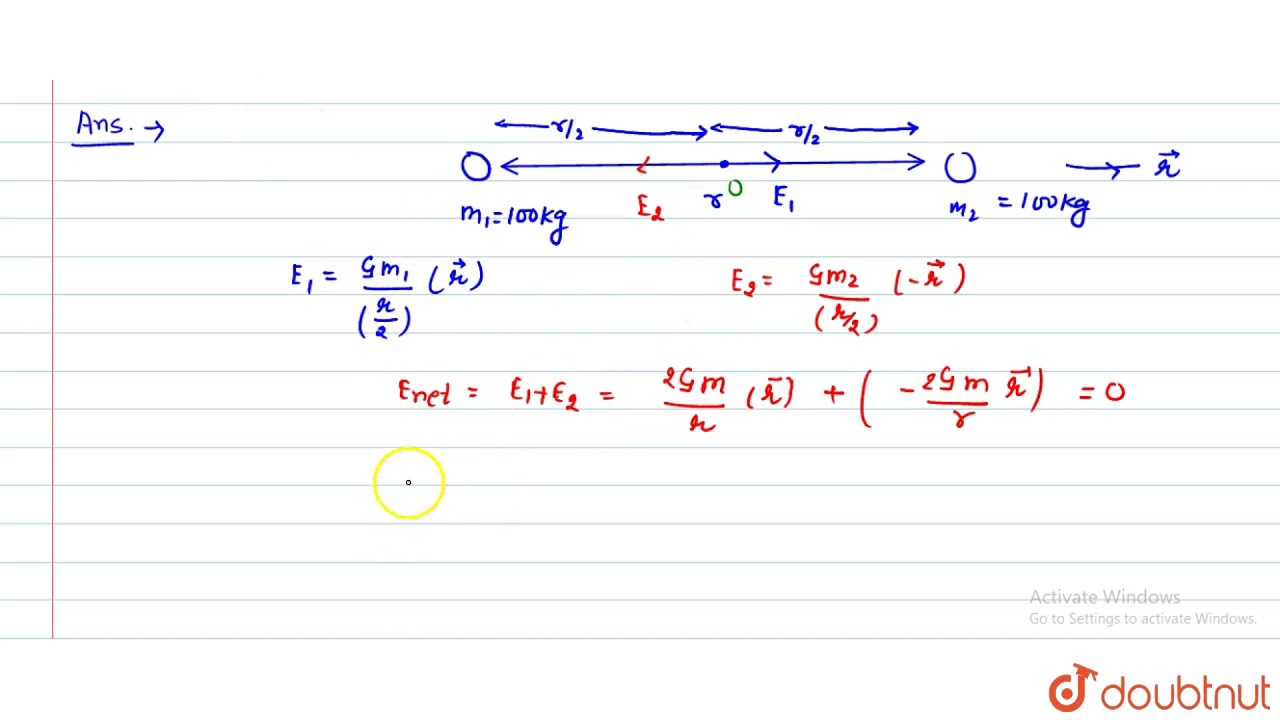 Two heavy spheres each of mass `100kg` and radius `0.1m` are placed `1m ...