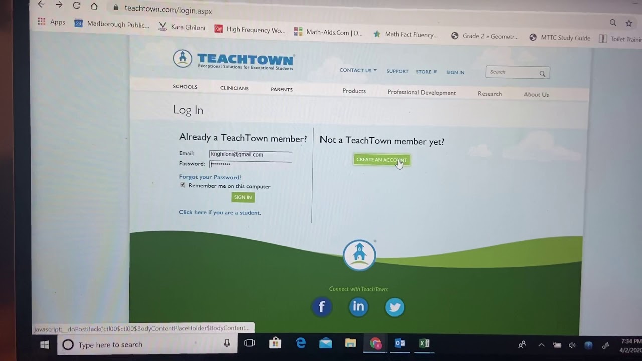 Creating a teachtown basics account - YouTube
