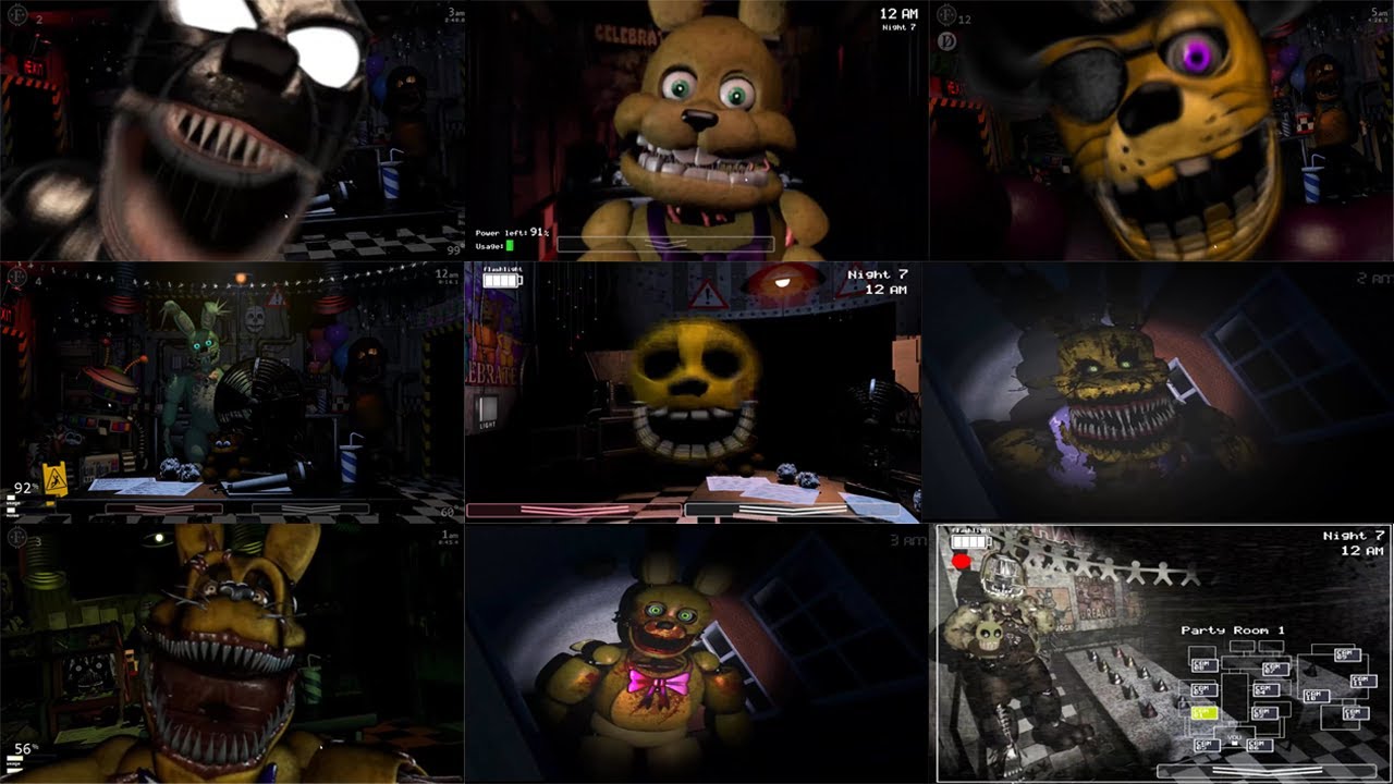 Spring Bonnie Variations in FNaF I Jumpscares Compilation - YouTube