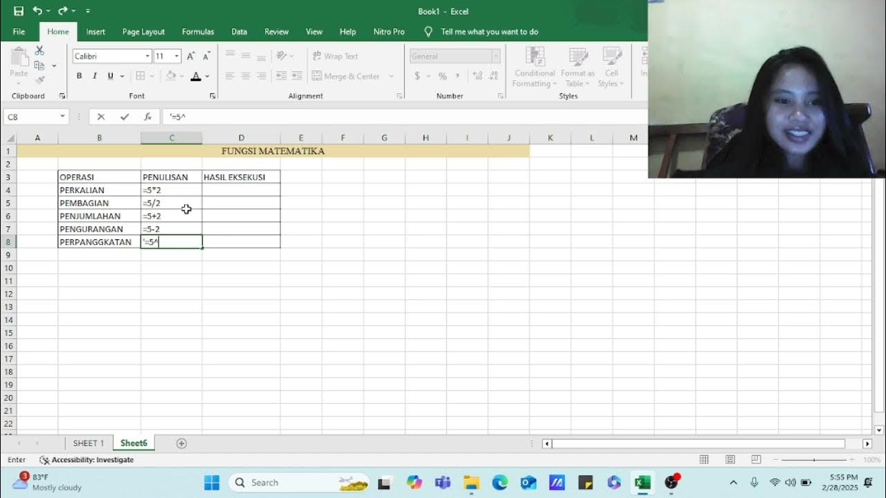 FUNGSI MATEMATIKA EXCEL (INFORMATIKA) - YouTube