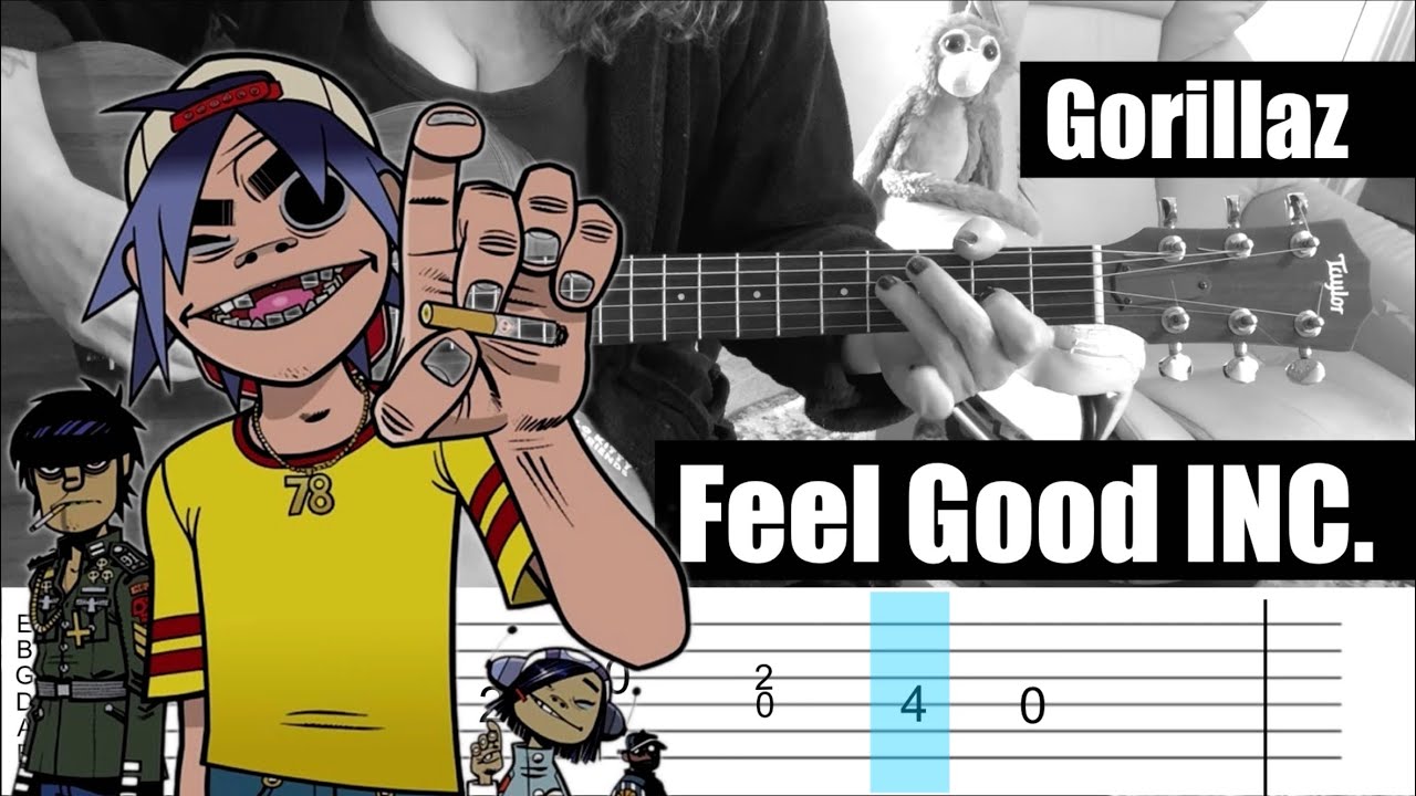 Gorillaz Feel Good Inc Easy Guitar Tab Youtube
