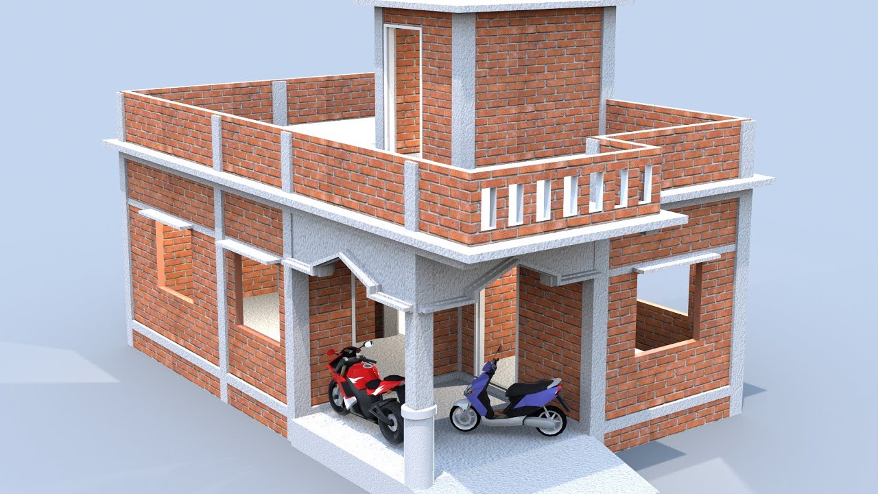 SMALL LOW COST VILLAGE HOME PLAN | simple one floor village 3d home ...