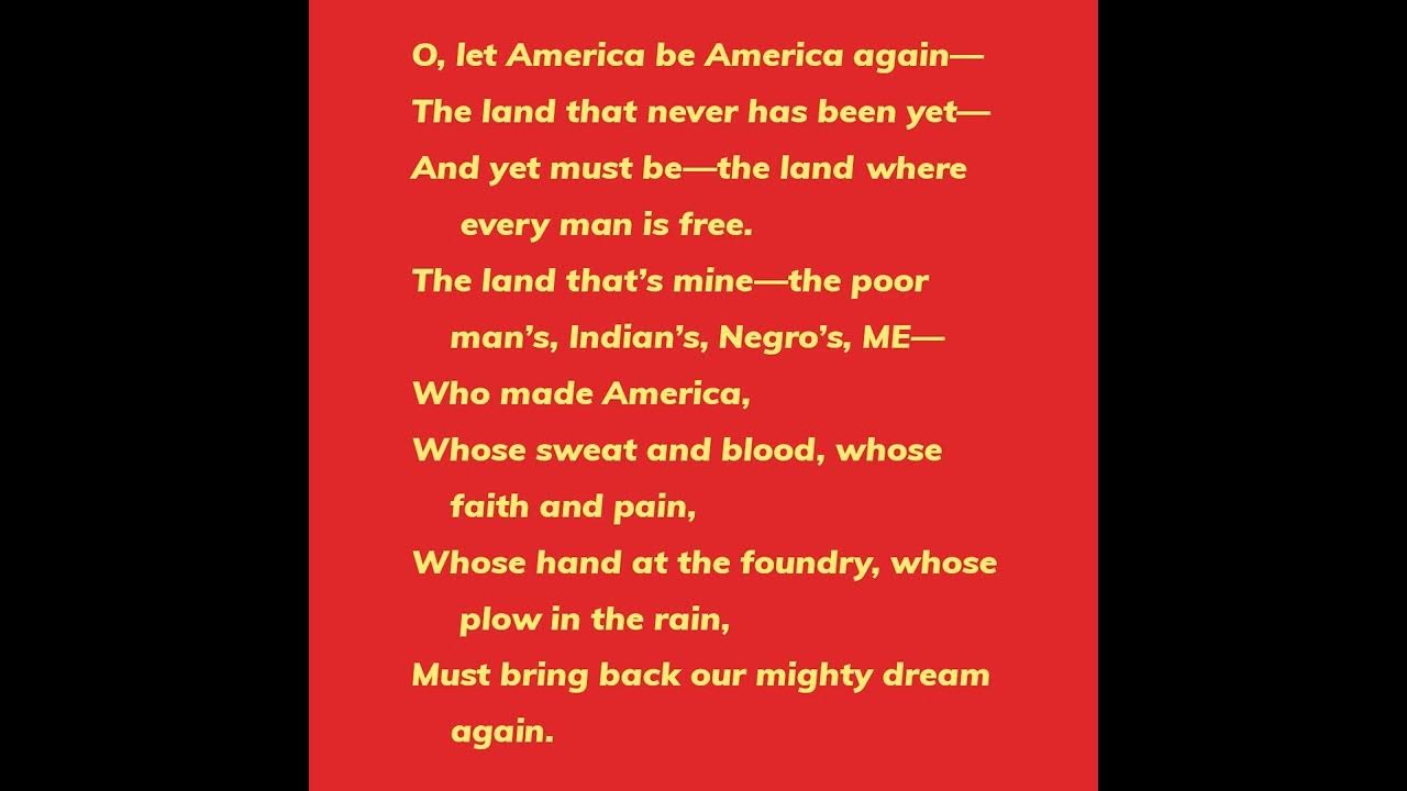 Let America Be America Again - Langston Hughes - YouTube