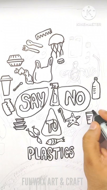 HOW TO DRAW DOODLE FOR BEGINNERS | Beat plastic pollution poster | Say ...