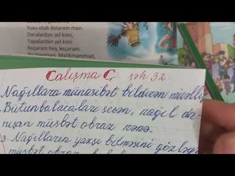 2-ci sinif, 2-ci hissə, Azərbaycan dili  səh 32,33 də olan Çalışmalar