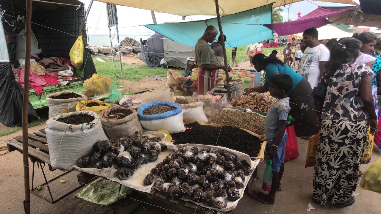 Negombo, Sri Lanka, November 23, 2019, tourists at the local market ...