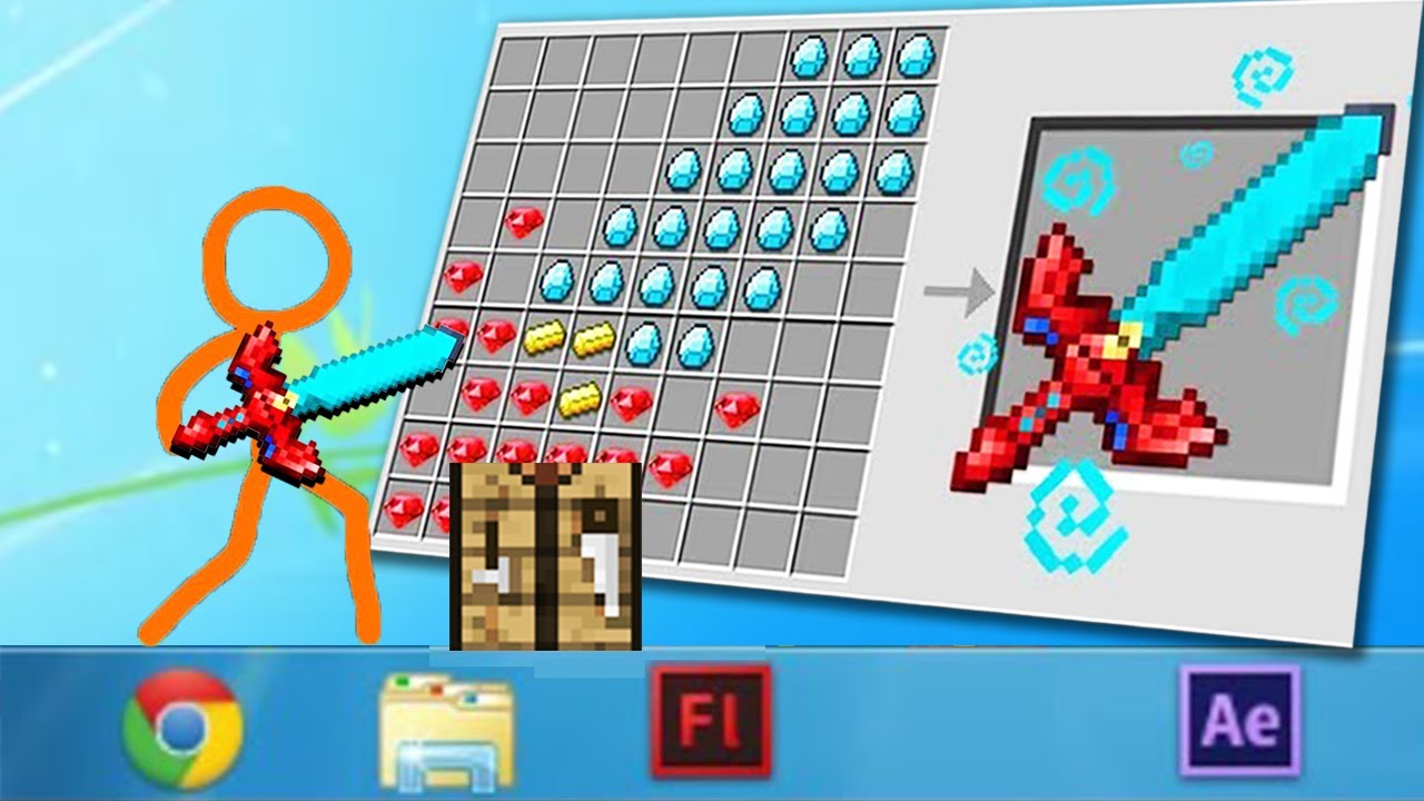 Stickman vs Minecraft Cartoon 💎 CRAFTING GIANT DIAMOND SWORD - YouTube