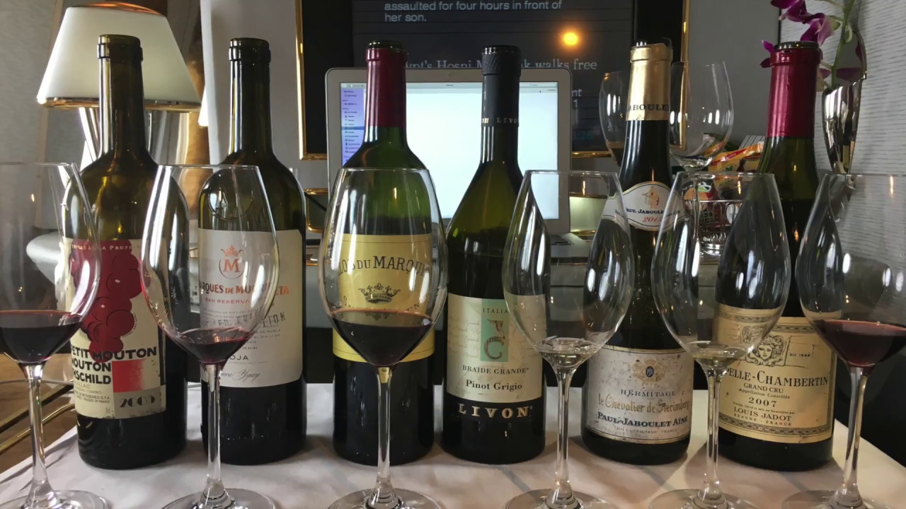 Wine testing on Emirates First Class - YouTube