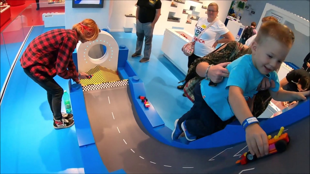 Jump Slide With LEGO Race Cars... Make the Hoop or get Crushed - YouTube