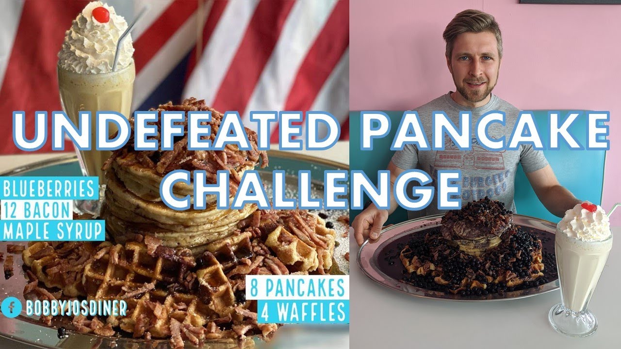 Max vs Food | UNDEFEATED giant pancake and waffle stack | Bobby Jo's ...