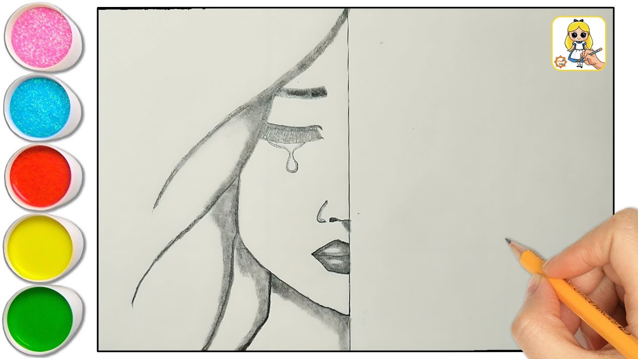 Very Easy Sad Girl Drawing - How to Draw a Crying Girl - How to Draw a ...