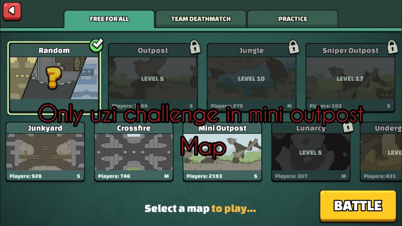 Only uzi challenge in mini outpost map mini militia iOS part 2 - YouTube
