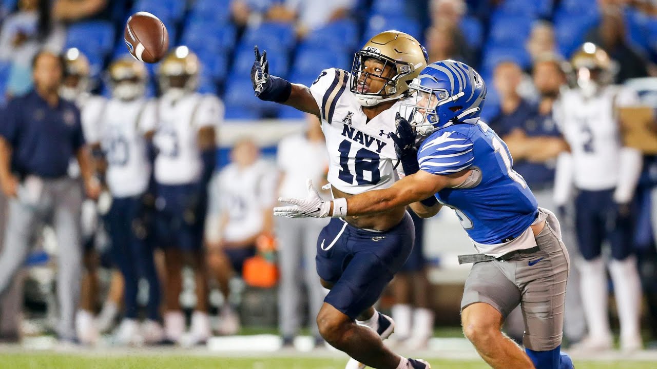 Navy Football Safety Rayuan Lane III, Defensive Coordinator P.J. Volker ...