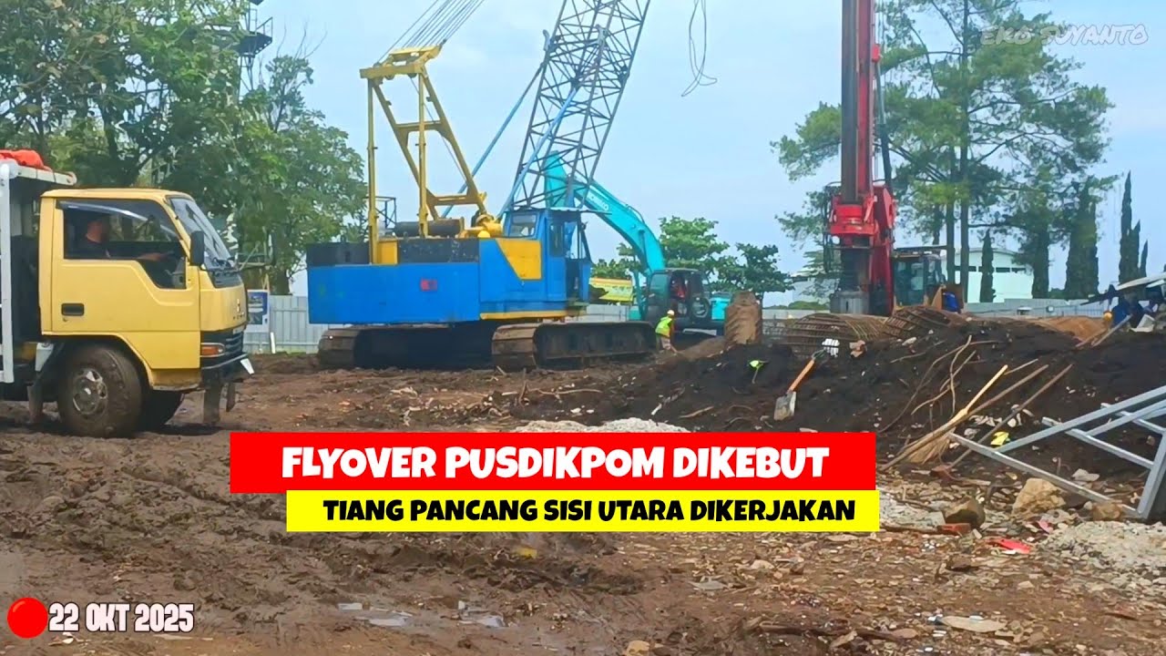 🔴FLYOVER PUSDIKPOM !! Borepile Sisi Utara penanaman tiang pancang ...