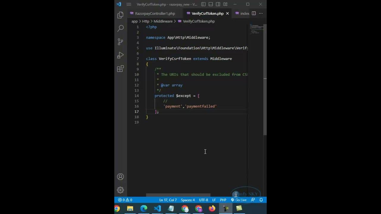 Csrf Token Laravel Disabling Csrf Protection In Laravel Laravel Code Razorpay Coding Youtube