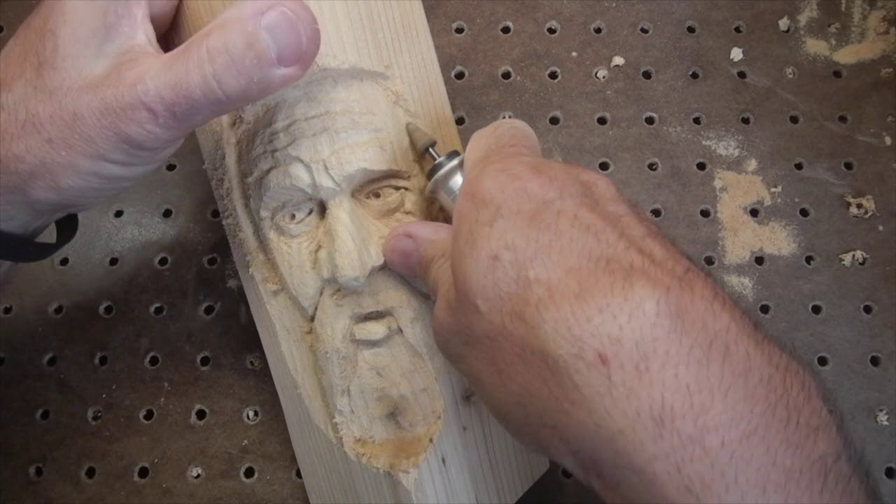 Block head face, beard, hair power carving how I did it. - YouTube