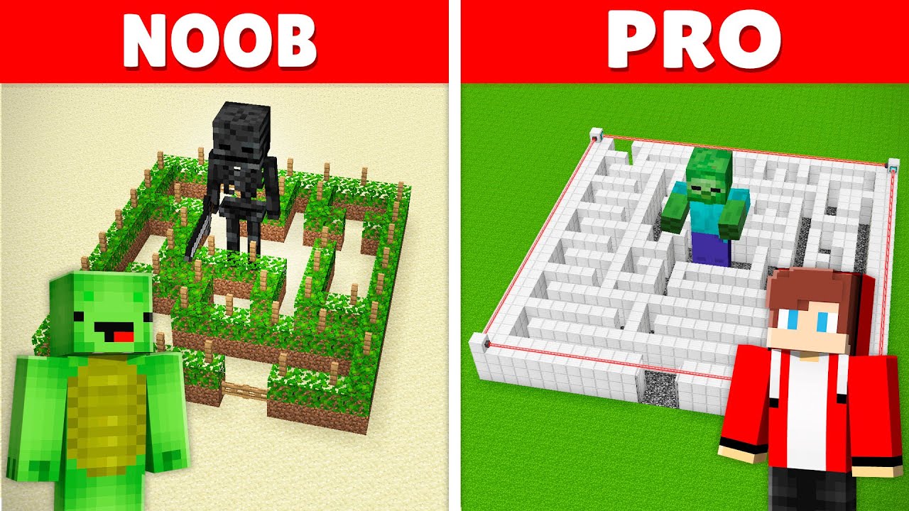 Maze Survival Challenge: NOOB vs PRO in Minecraft - Maizen JJ and Mikey BUILD CHALLENGE - YouTube