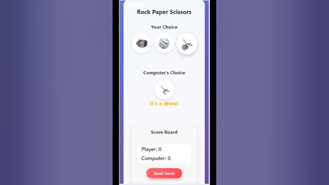 Rock Paper Scissors Game using HTML, CSS & JavaScript #shorts #rockpaperscissors - YouTube