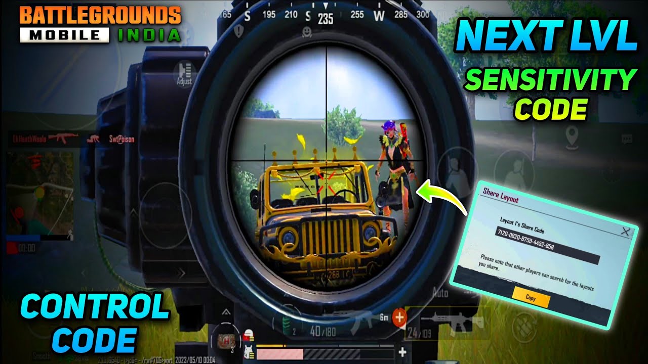 Bgmi best sensitivity code today || Bgmi 4 finger control code || Bgmi ...