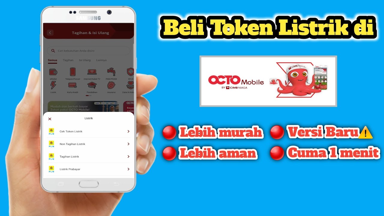 Cara beli token listrik di Octo Mobile Cimb Niaga terbaru - YouTube