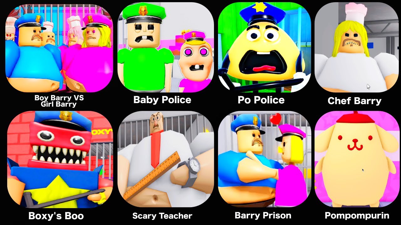 🔥👀🔥Roblox Boy VS Girl Barry/Baby Police/Po Police/Chef Barry/Boxy Boo ...