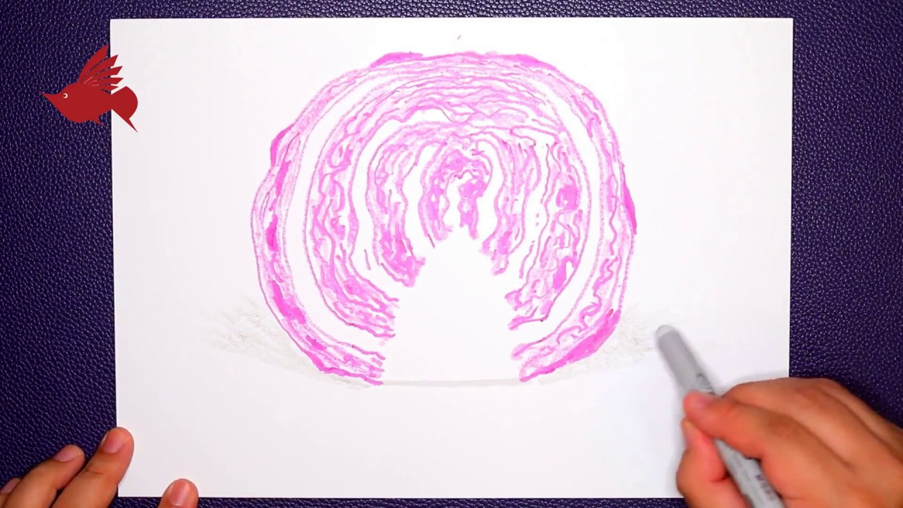 How to Paint a Purple cabbage with Oil Pastel color | step by step ...