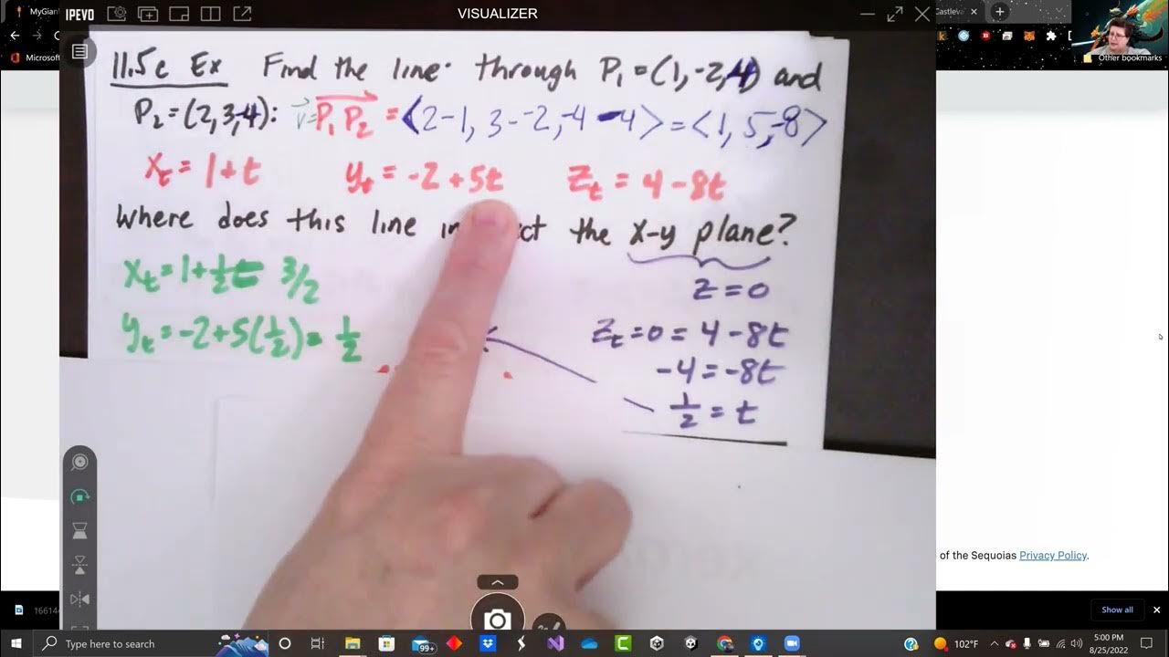 Math 067 Calc 3 Sect 11.5c More examples of Parametric Equations of ...