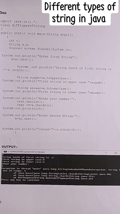 different types of string example #java #viral #shortvideo #youtubeshorts # ...