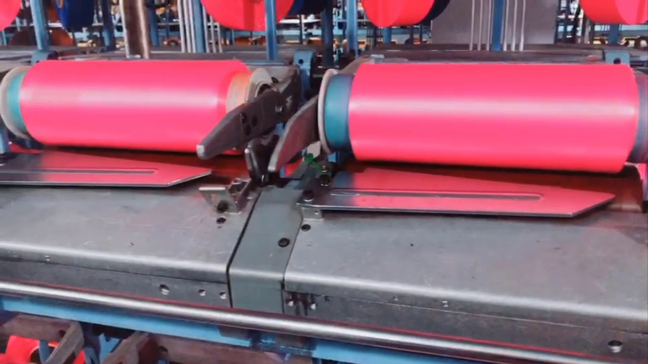 Leinuo technology pink Draw texturing yarn 75D - YouTube