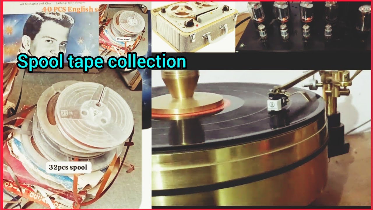 vintage spool tape collection old English record with record player ...