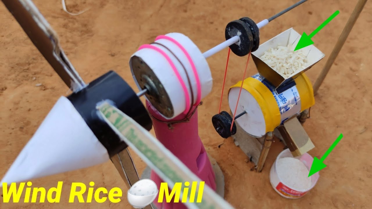 mini rice wind mill // mini construction // diy tractor machine - YouTube