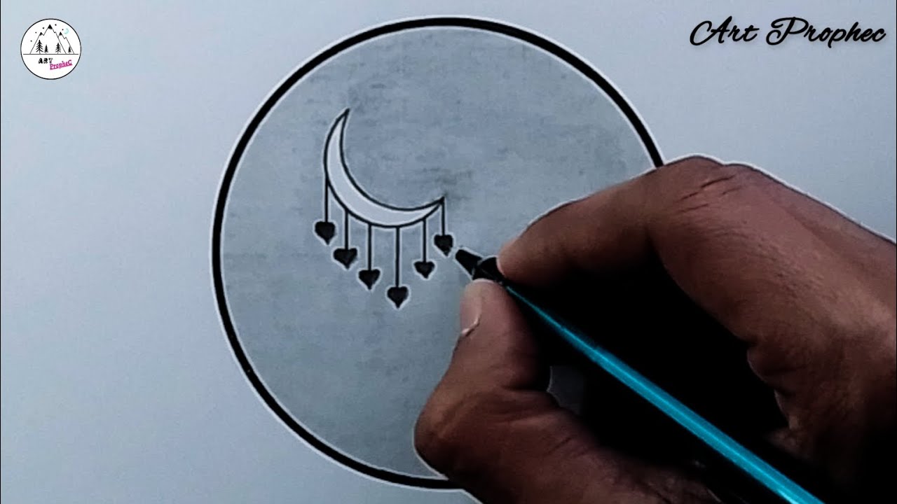 Beautiful Drawing Moonlight Heart Drawing Scenery - Easy Circle Drawing ...