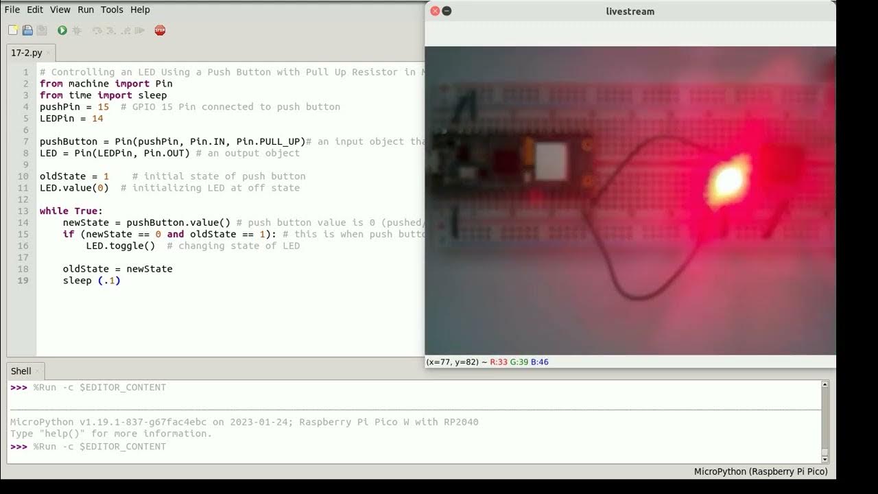 Controlling an LED in MicroPython Using a Push Button - YouTube