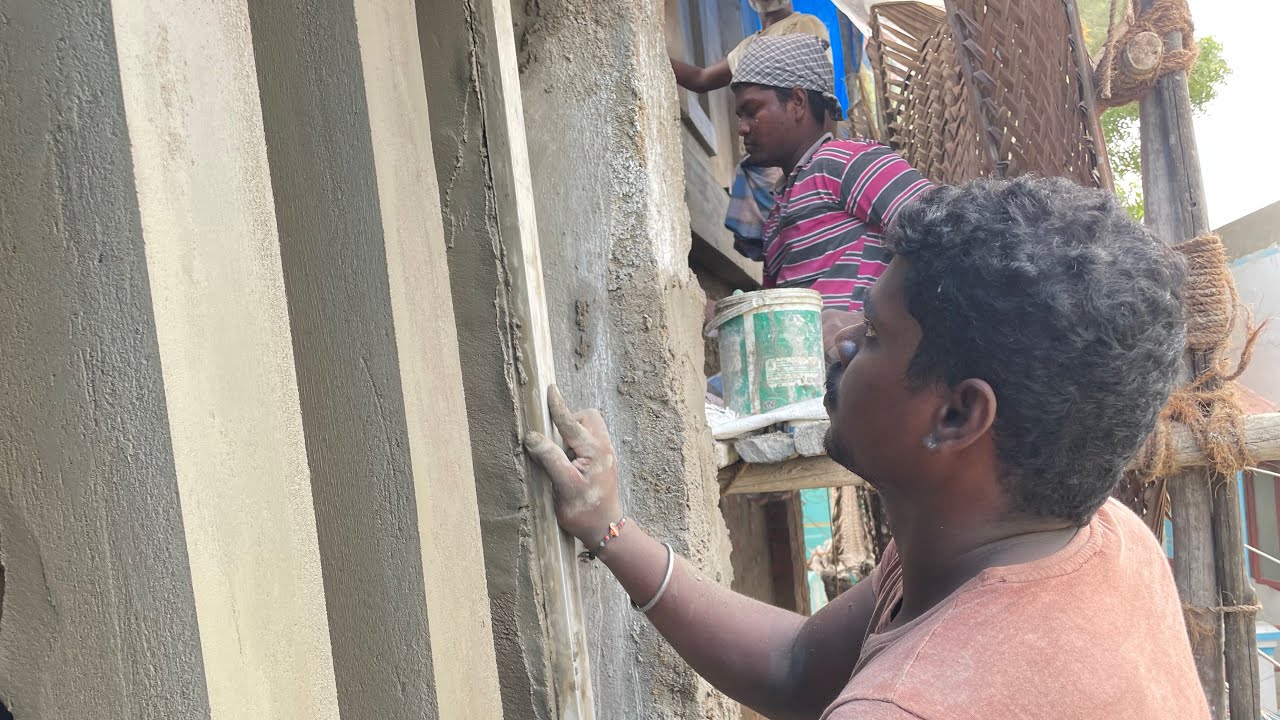 Beautiful elevation front design plastering work | elevation front wall ...