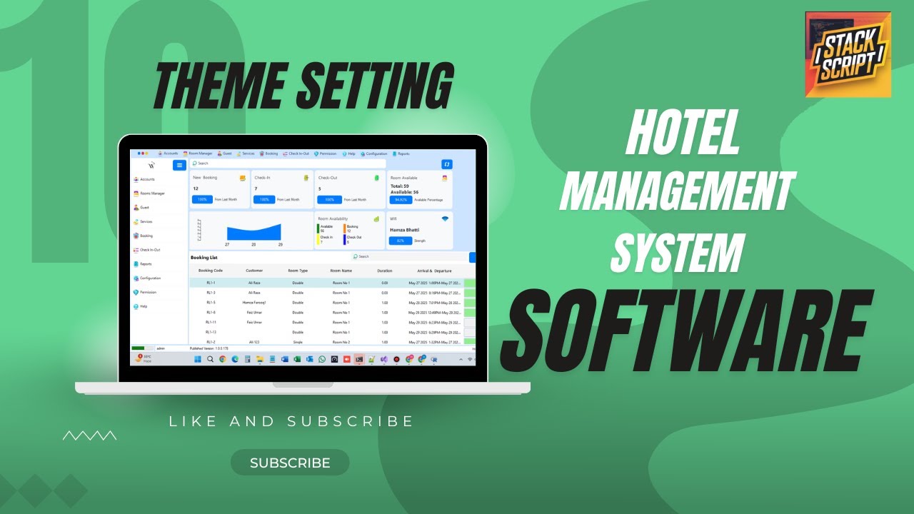 Hotel Management System in C# Windows Forms | UI Theme Customization ...