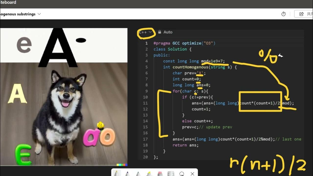 C Python高斯小學公式解leetcode 1759 Count Number Of Homogenous Substrings Youtube