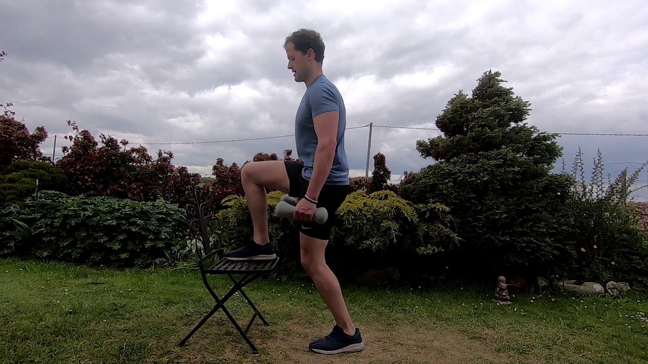 TheLakesCoach - Chair Dumbbell Step Ups - YouTube