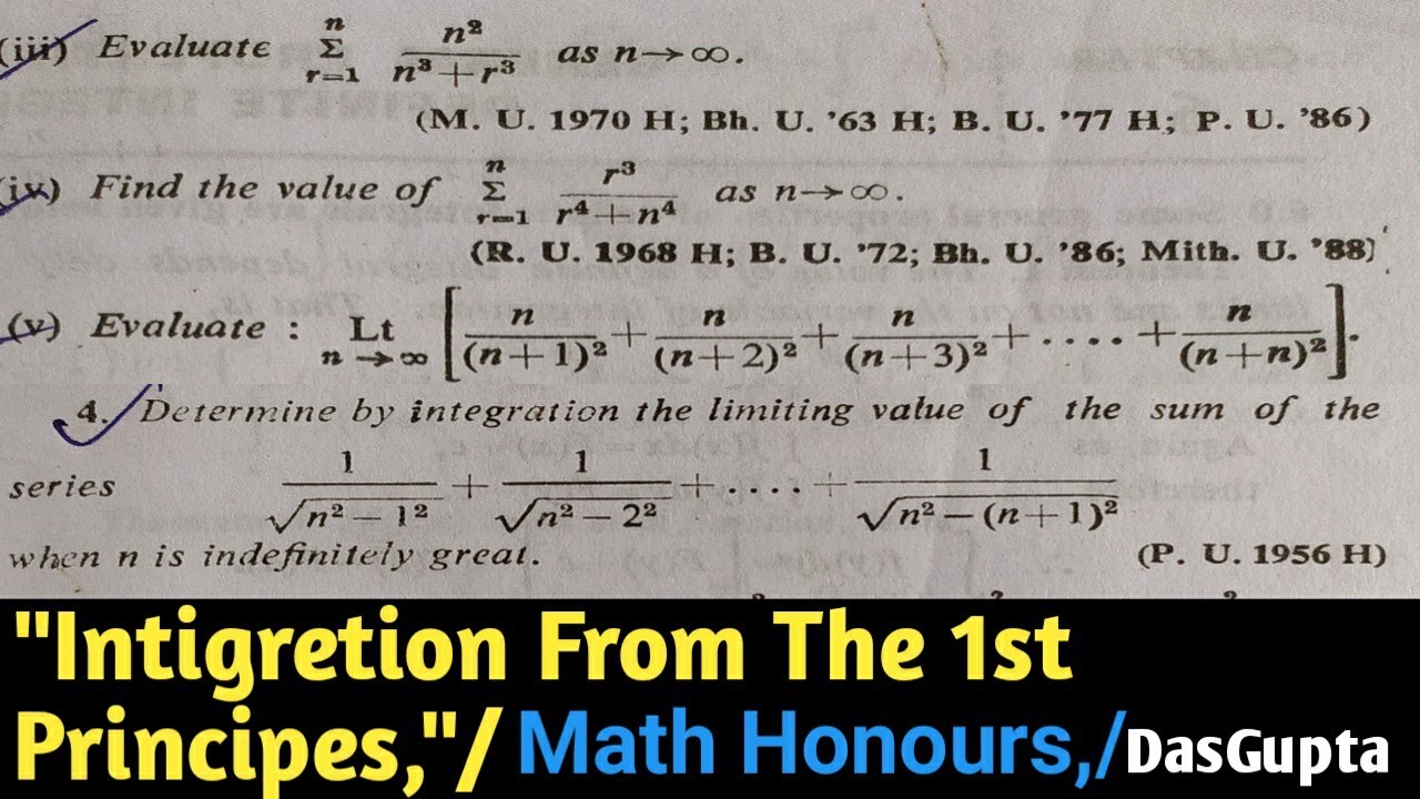 integration by 1st principle | dasguptaprasad | bharti bhavan | B.Sc ...