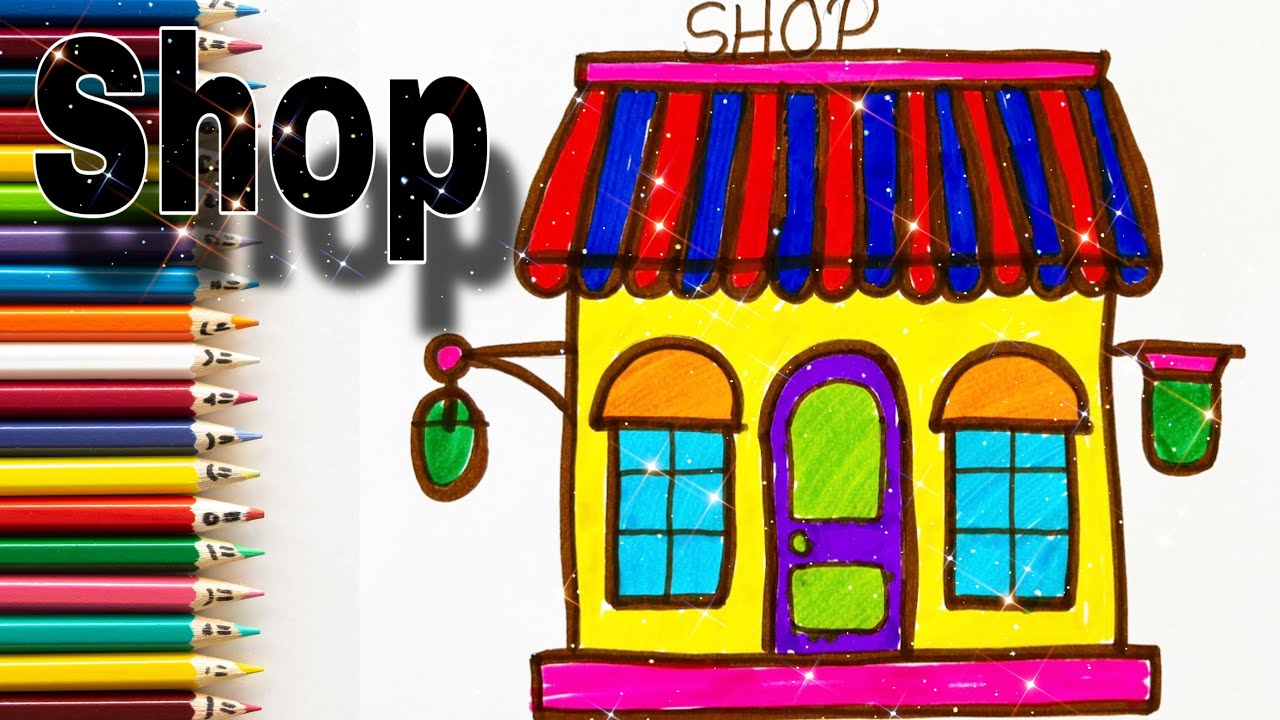 Shop Drawing || How To Draw Shop Drawing | Easy Shop Drawing For Kids ...
