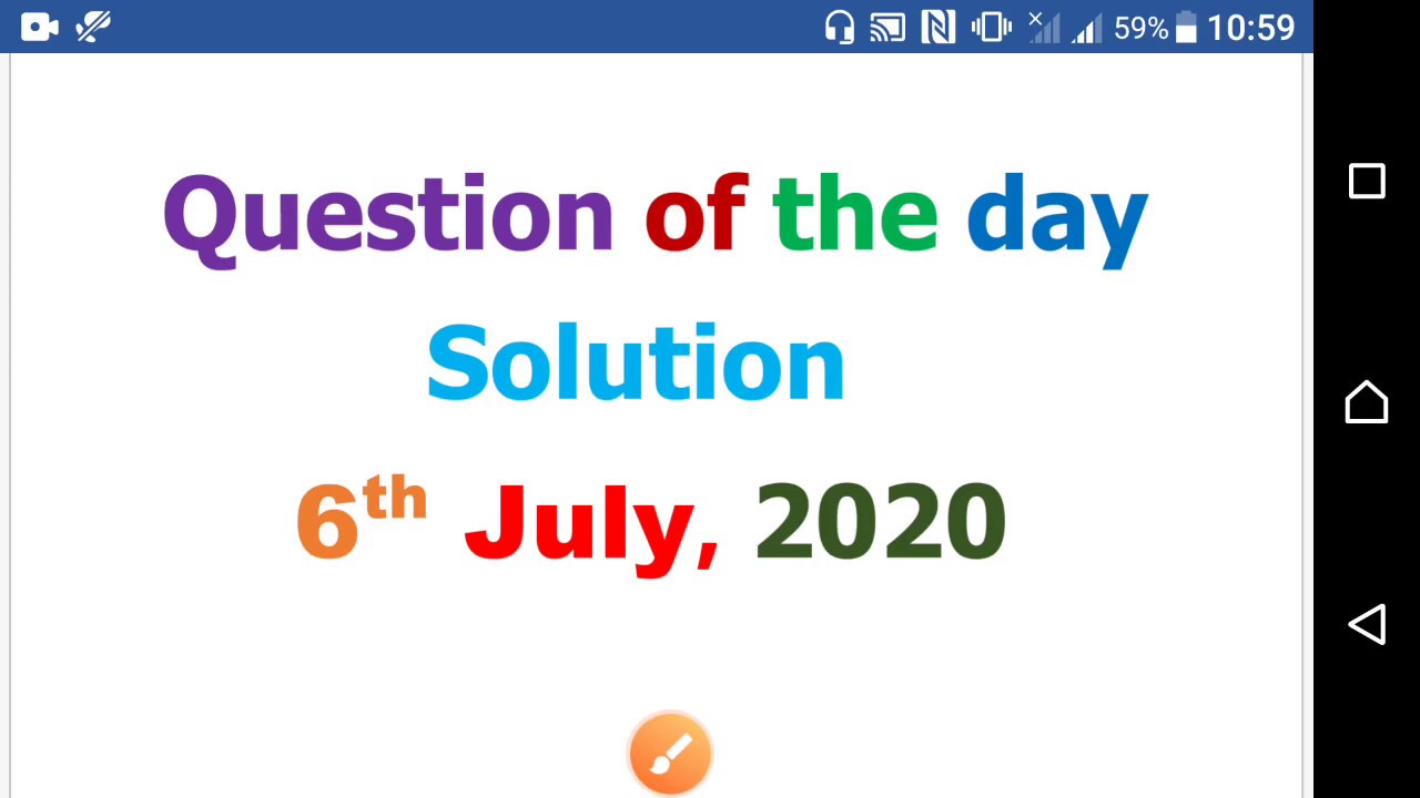 Questions of the day solution 6th July,2020 - YouTube