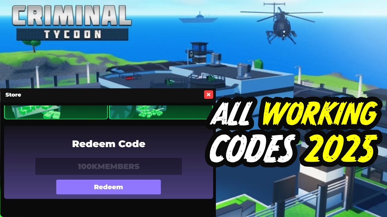 Criminal Tycoon Codes March 2025 ⚠️New⚠️ ALL WORKING CODES For Roblox ...
