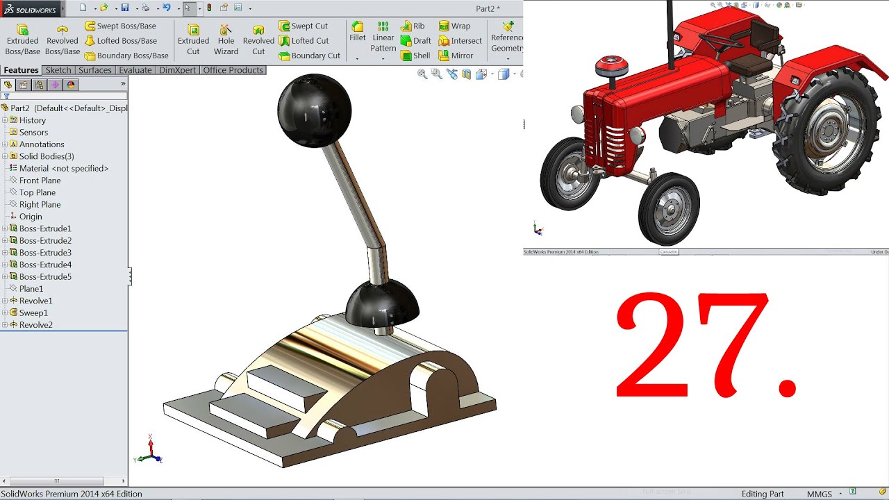 SolidWorks Tutorial Tractor 27.Transmission box - YouTube