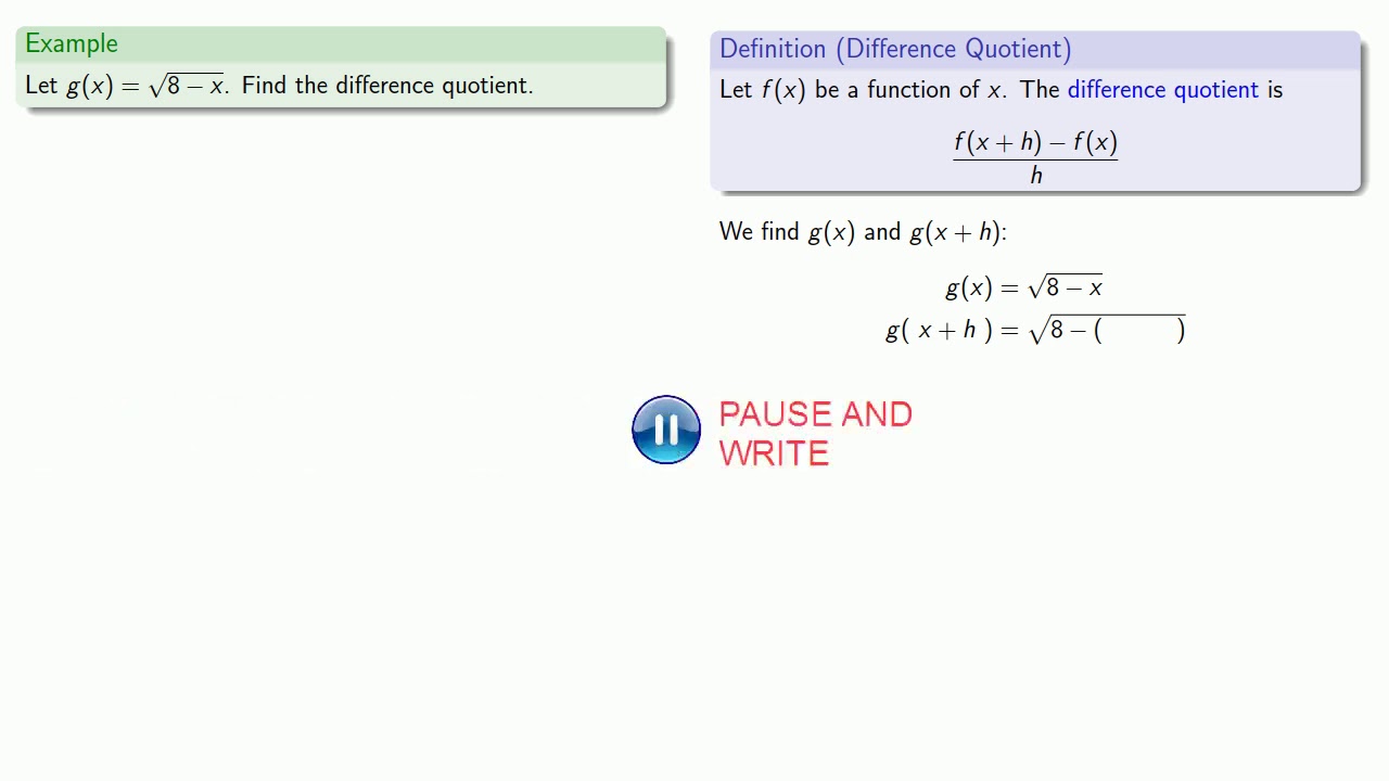 Difference Quotients Youtube
